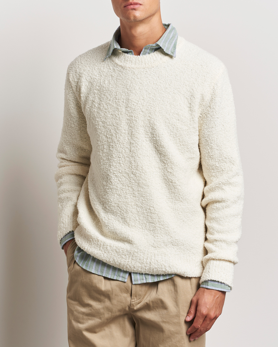 GANT Wool Boucle Crew Neck Cream at CareOfCarl.com