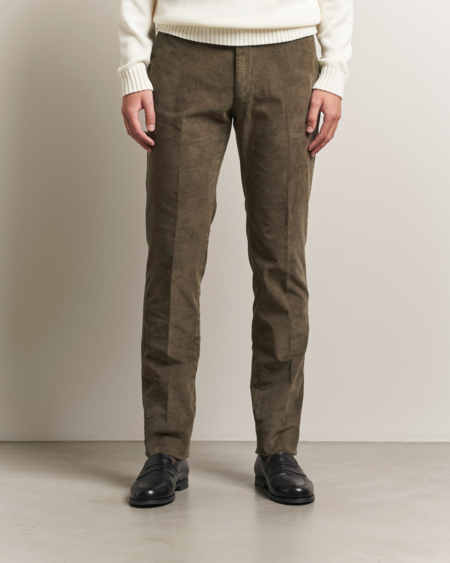 Incotex Slim Fit Baby Corduroy Trousers Taupe at CareOfCarl.com