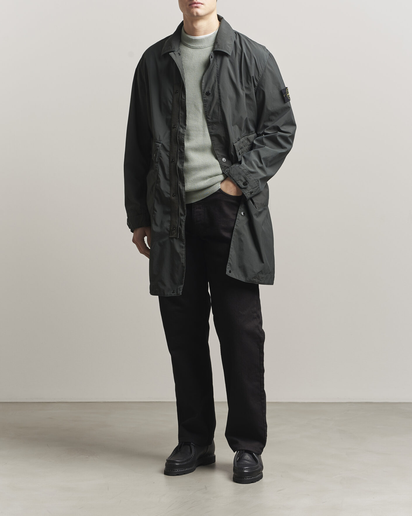 Stone Island Light Compact Car Coat Charcoal at CareOfCarl.com