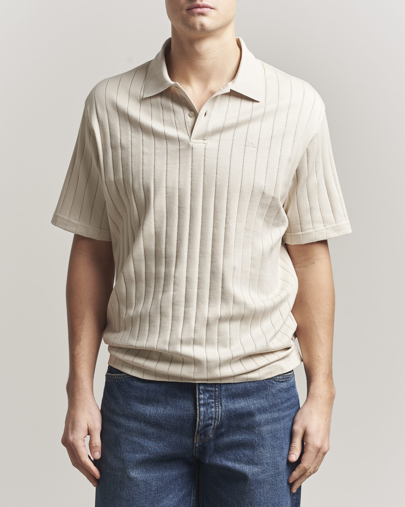 J.Lindeberg Simon Striped Polo Moonbeam at CareOfCarl.com